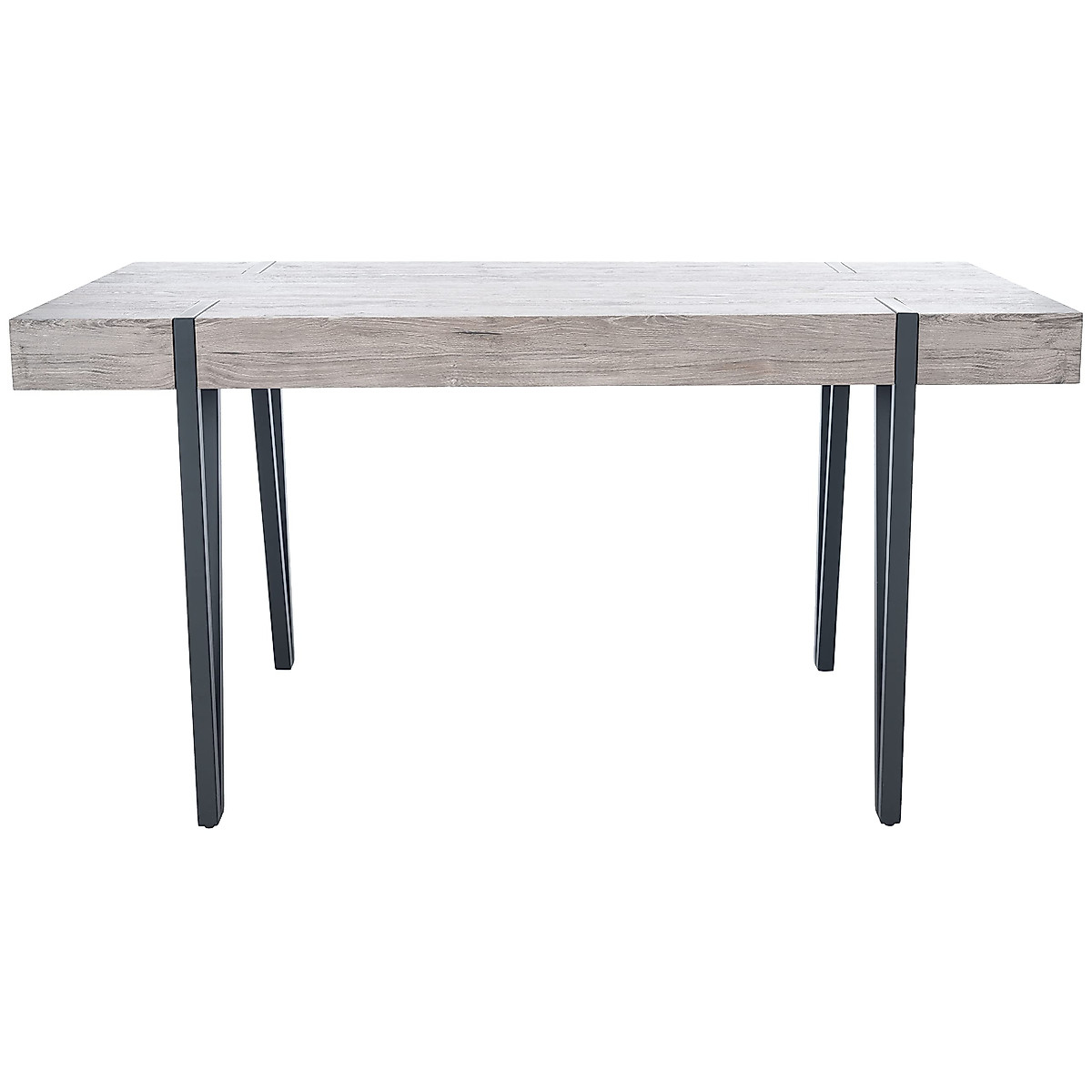 SAFAVIEH Home Collection Alyssa Mid-Century Rustic Industrial Grey Oak/Black Dining Room Table DTB7000C, 0