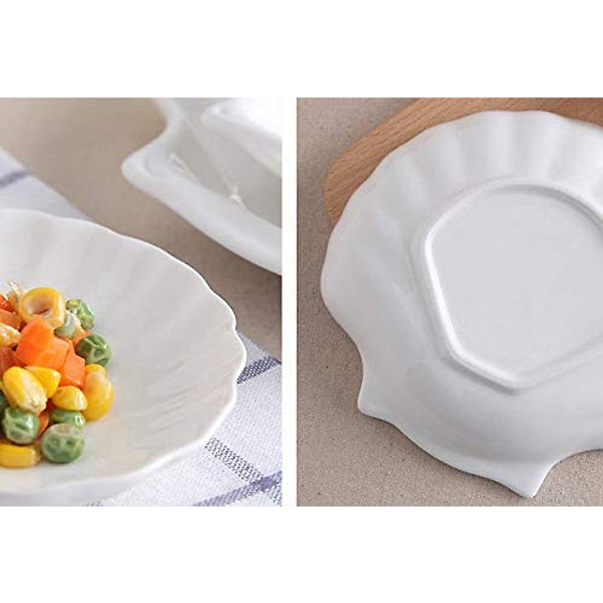 Sauce Dish,Dip/Dipping Bowls Set of 6, White Porcelain Dipping Sauce Bowls/Dishes for Sushi Tomato Sauce, Soy Sauce, Ketchup,Honey Mustard,BBQ Sauce or Seasoning (Shell shape- 2 Oz)