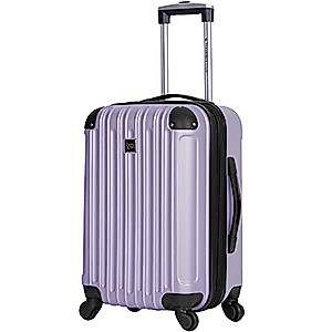Travelers Club Midtown Hardside Luggage Travel Set, Spinner Wheels,Zippered Divider,Telescopic Handle,Lightweight, Lilac, 4-Piece Set