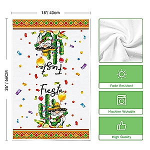 Artoid Mode Fiesta Cactus Gnome Hobby Horse Pepper Morocco Kitchen Towels Dish Towels, 18x26 Inch Seasonal Cinco de Mayo Decoration Hand Towels Set of 4