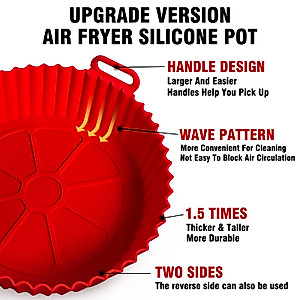 Air Fryer Silicone Pot, 8 inch Air Fryer Oven Accessories, Air Fryer Liners Replacement for Flammable Parchment Liner Paper, Silicone Air Fryer Basket - 4 to 7 QT