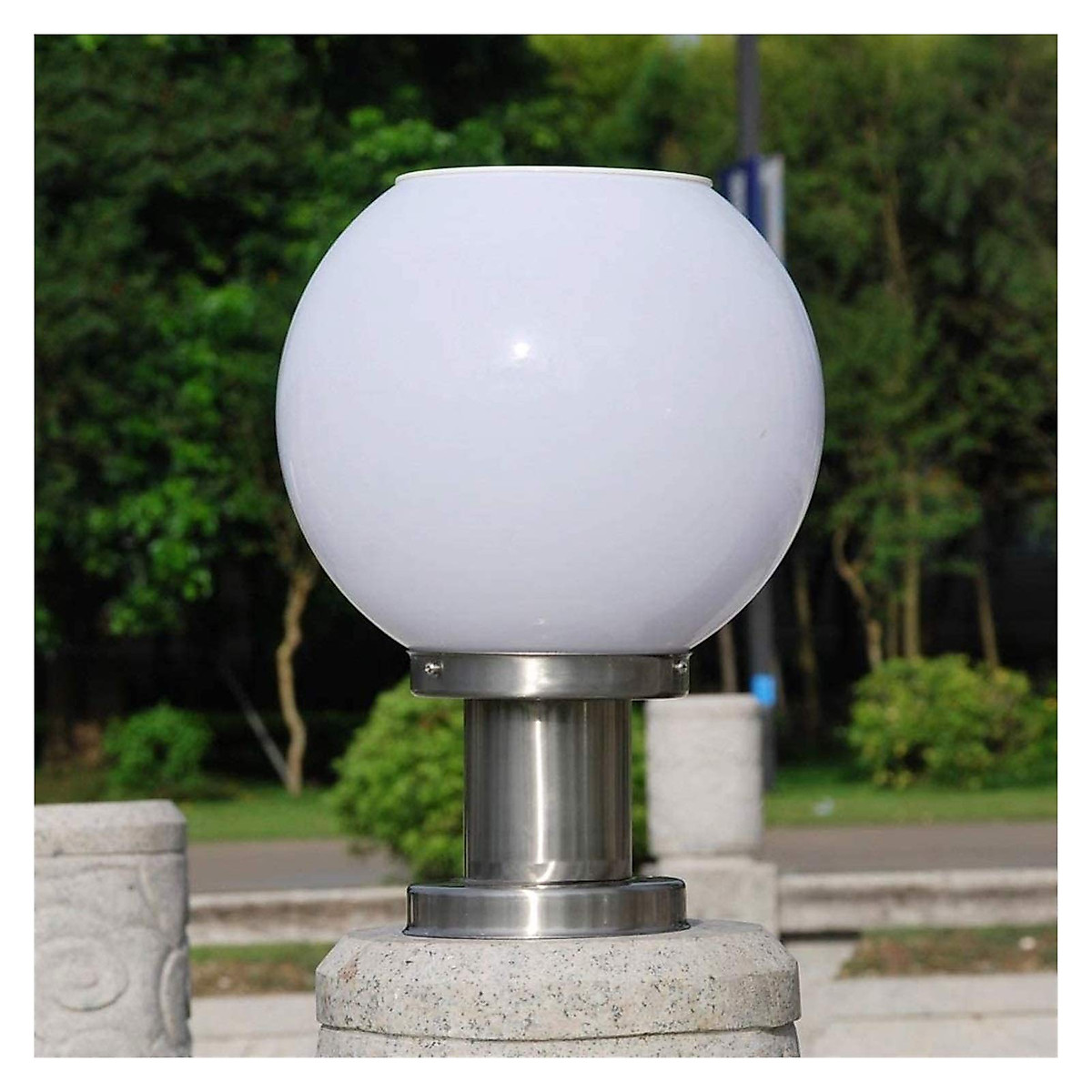 YMJ Solar Outdoor Post Light Fixture LED Cast Aluminum with Stainless Steel Pier Mount Base, Solar Pillar Light for Garden Home Hallway Porch Garage (Size : 9.84inch)