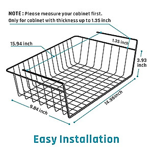 iSPECLE Under Shelf Basket and Stackable Under Shelf Basket, 6 Pack Black Wire Basket Under Shelf for Storage and 4 Pack Black Wire Storage Basket for Storage Pantry, Bundle Sales - Set o