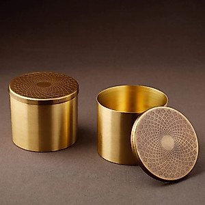 Acewood Brass Canister with tray dry fruit box nuts box dry fruit tray gift box Dry Fruit Containers Multi Utility Storage Containers set of 2., Golden