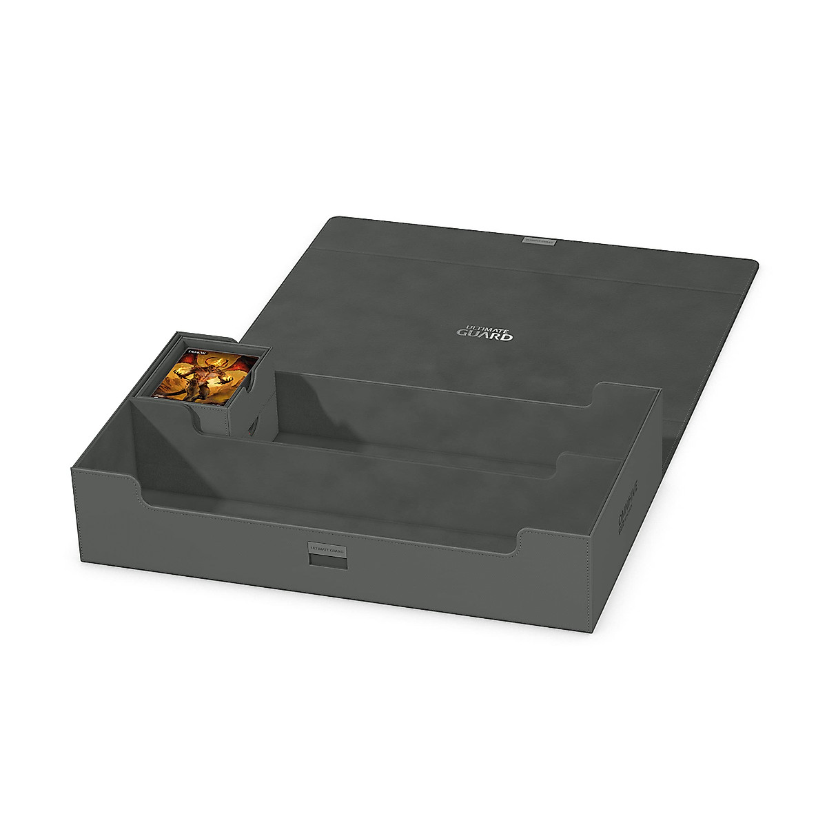 Ultimate Guard Omnihive 1000+, Deck Case for 1000 Double-Sleeved TCG Cards + 2 removable Trays, Grey, Magnetic Closure & Microfiber Inner Lining