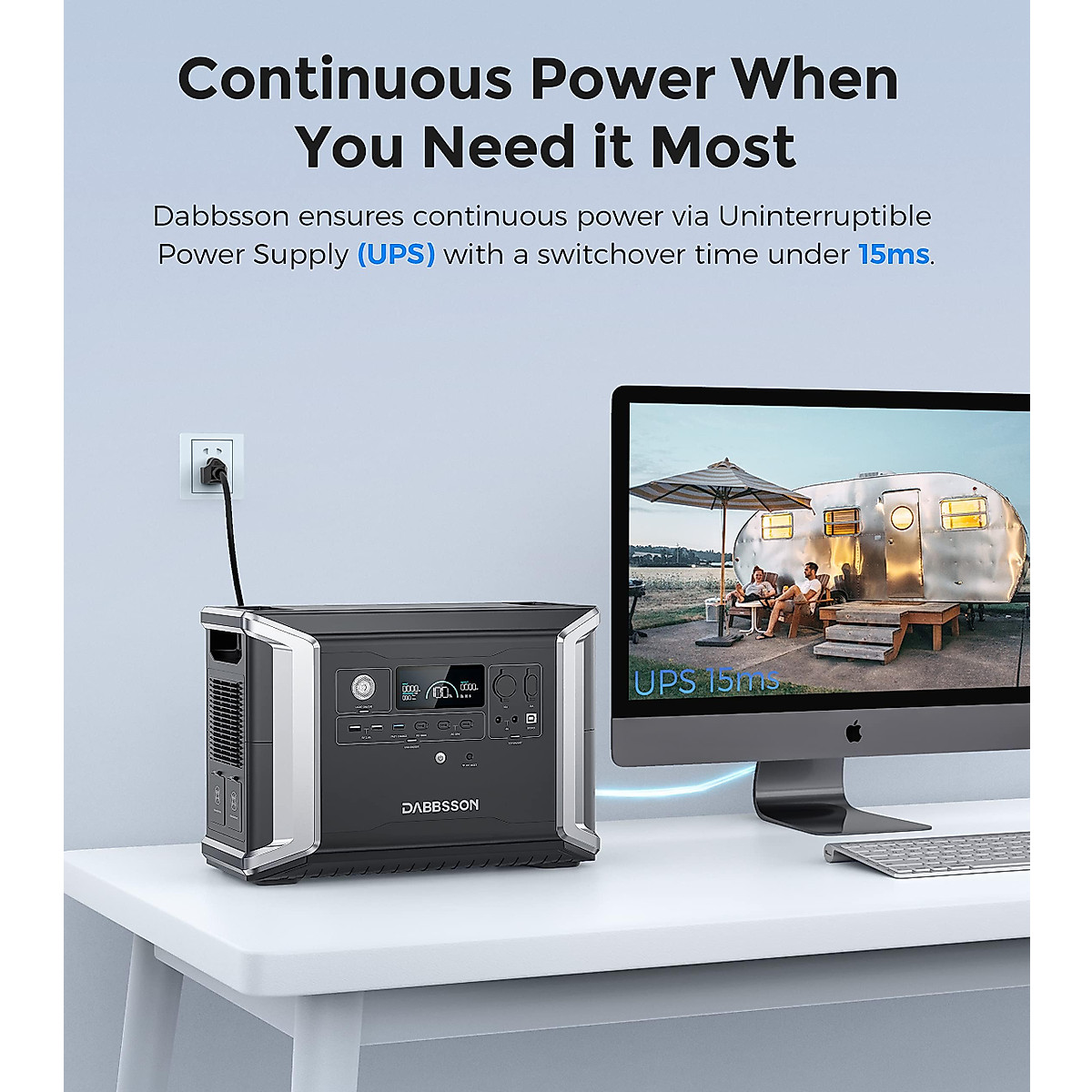 Dabbsson 5.33 kWh Expandable Power Station DBS2300 with DBS3000B Extra Battery, 5 X 2200W AC Outlets, 1800W Solar Input Solar Generator for Home Backup, Emergency, RV Outdoor Camping