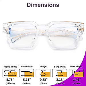 VISOONE Blue Light Blocking Glasses with TR90 Rectangle Frame and Chic Preppy Look for Women Men RIVER