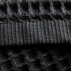 Püskül - 4 Pieces Waffle Towel Sets for Bathroom, Premium Organic Turkish Cotton 2 Hand Towels 2 Bath Towels Set (Black)