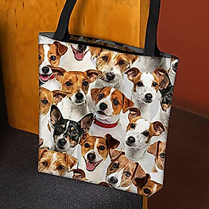 NAZENTI Personalized Dog Tote Bag- A Bunch Of Jack Russell Terriers Tote Bag- Customized Quote and Name- All Over Print Two Side Tote Bags Custom Dog- Gift for Women, Mother, Grandma
