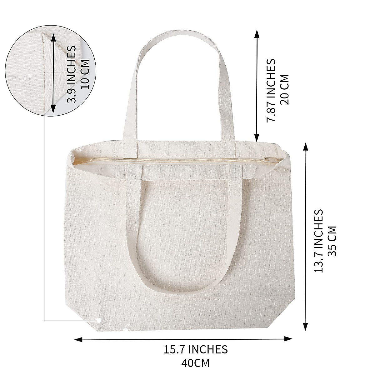 Acoavo Cotton Canvas Tote Bags DIY Crafts Blank Plain Natural Canvas Bag,Great Wedding Gift Canvas Craft Bags,12.2" W x 13" H,2pcs