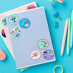 Juvale 1000 Pieces Christian Stickers, Bible Verse Stickers for Kids, Easter, School, Religious Sticker Roll, 10 Designs, James 1:17, Psalm 104:33, Ephesians 4:32 (1.5 in)