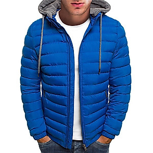 GIANTHONG Windbreaker Men Golf Jackets for Men Mens Jacket Grey Hoodie Cardigan Mens Jacket Mens Plush Lined Jacket Winter Hoodies for Men Blazer for Men Mens Parka Jacket(Royal Blue,XX-Large)