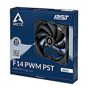 ARCTIC F14 PWM PST - PC Fan, 140mm PWM PST Case Fan with PWM Sharing Technology (PST), Quiet Motor, Computer, Fan Speed: 200–1350 RPM - Black