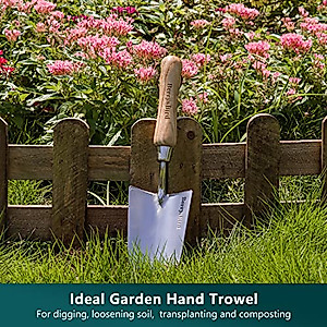 Berry&Bird 3Pack Gardening Hand Tool Set- Stainless Steel Garden Tool Kit Include Wooden Handle Trowel, Hand Fork & Weeder for Weeding Planting Transplant & Measuring, Ideal Garden Gift for Women&Men