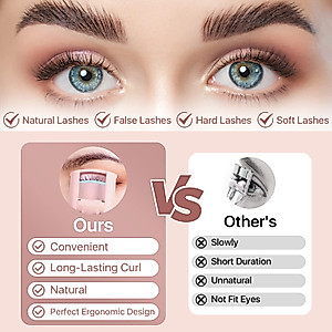 Heated Eyelash Curler, USB Rechargeable Eyelash Curlers, Electric Lash Curler for Quick Natural Curling and Long Lasting, 2 Heating Modes Lash Curling Tool for Women