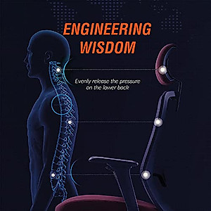 EGOSI Ergonomic 4D Armrest Office Chair Adjustable Desk Chair with Sliding Seat, High Back Mesh Computer Chair with Adjustable Lumbar Support,Headrest, Swivel Home Office Desk Chair, (Red Mesh)