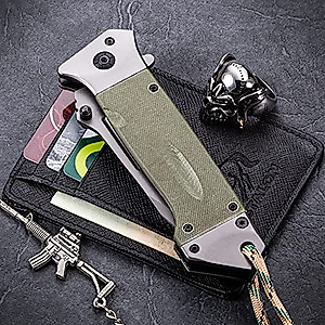Bundle of 2 Items - Small Pocket Knife - Folding Wallet Knife - Mini Tactical Knife with Money Clip - Cool Dragon Blade Credit Card - Best for Camping Hiking EDC Work Knife Birthday Christmas Gifts