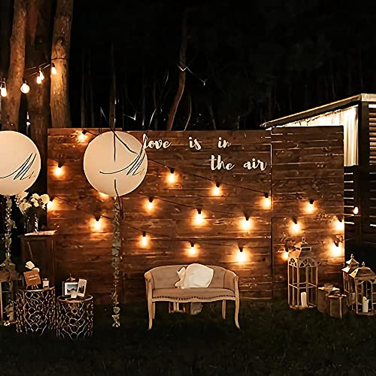 OYYPTDZM Outdoor String Lights 49 Feet Patio Lights Waterproof with 15 Lamp Heads Connectable Hanging Light for Backyard Porch Balcony Garden E26 Bulb Not Included