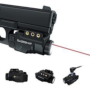 GAZESHOT Mini 700 Lumens Pistol Light Laser Combo Weapon Light Tactical Flashlights, Magnetic USB Rechargeable with Red Beam Sight and Strobe Mode for GL Glock and Picatinny Rail