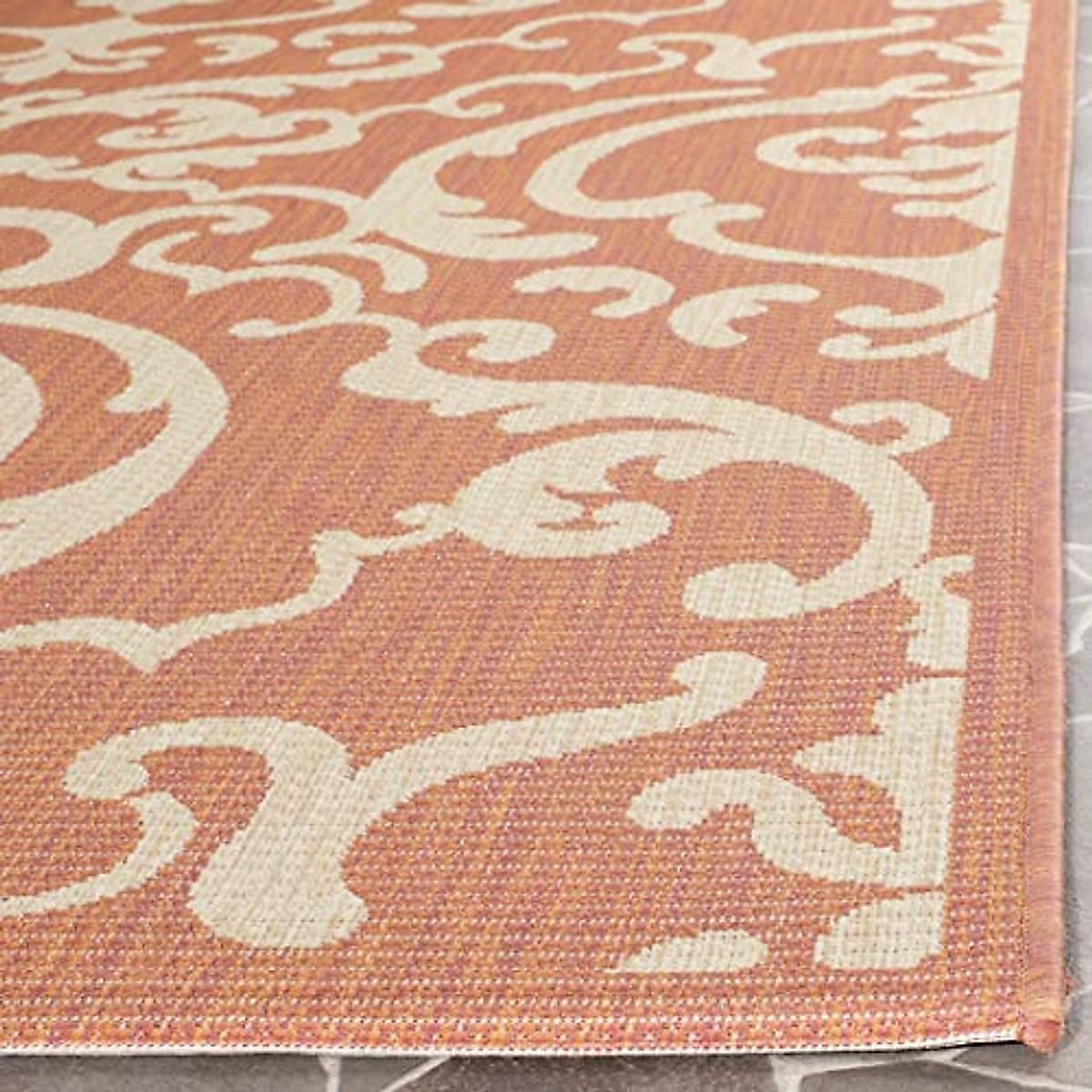 SAFAVIEH Courtyard Collection 8' x 11' Terracotta / Natural CY2663 Indoor/ Outdoor Waterproof Easy-Cleaning Patio Backyard Mudroom Area-Rug