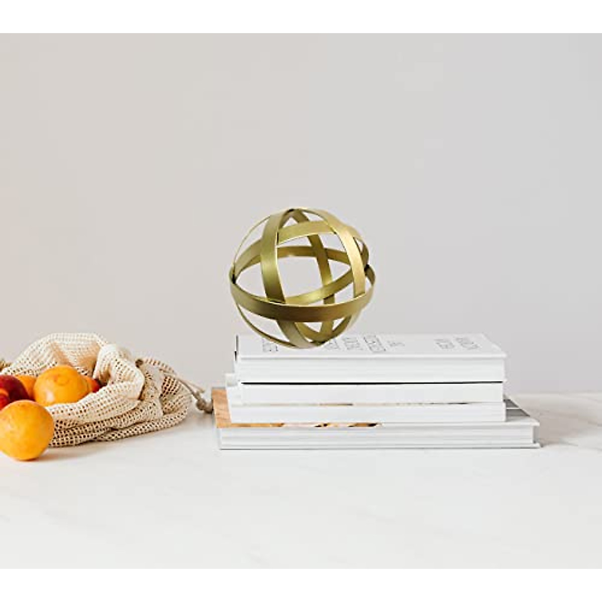 Decorative Sphere - Metal Band Sphere - Home Decor Accents - Tabletop Decorations for Living Room (Gold)