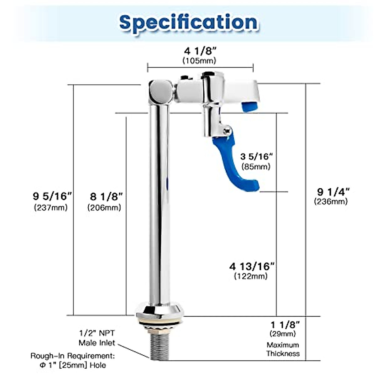 LukLoy Brass Glass Filler Faucet with 1/2"NPT Male Shank, with Extra Lever Arm and Filler Tip, Deck Mount for Kitchen Cafe Bar Glass Filling Station Water Station