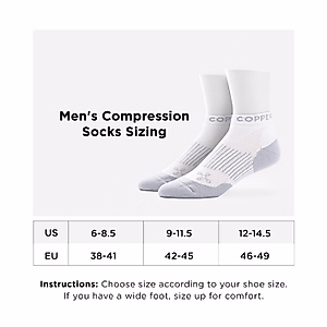 Tommie Copper - Men's Performance Compression Ankle Socks - White - 9-11.5