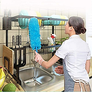 SDGH Dish Rack - Stainless Steel Dish Rack Nonslip Length Adjustable with Chopstick Holder