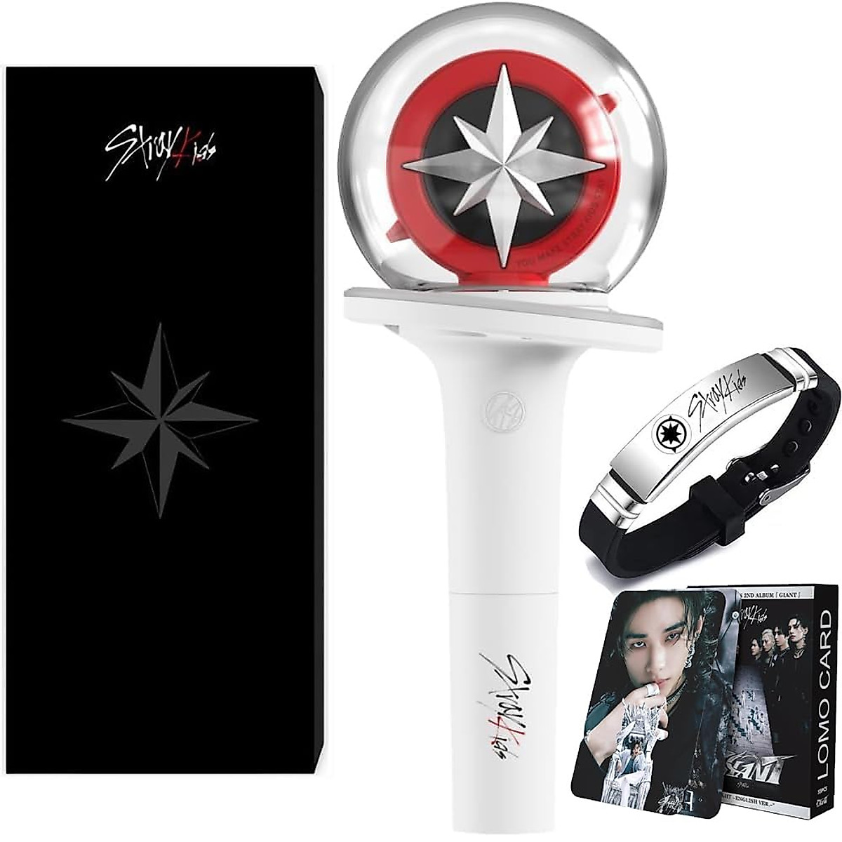Niaycouky Stray Kids Lightstick,Cheering Lights for Concert Light Sticks/K-Pop Kids Lightstick with Merch Merchandise Bracelets and Photocards 55PCS (VER 2)
