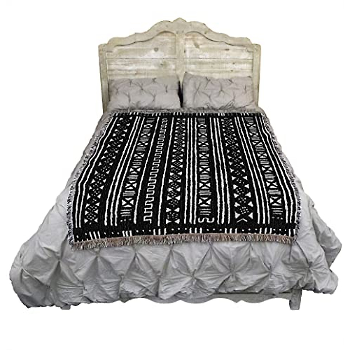 Pure Country Weavers Mud Cloth Blanket - African Style - African Cultural Gift Tapestry Throw Woven from Cotton - Made in The USA (72x54)