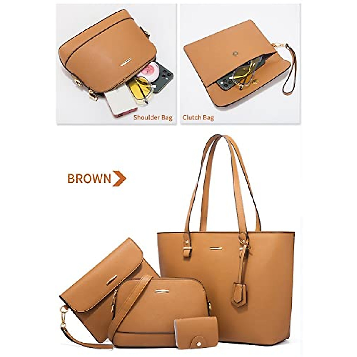 LaRolls Purses and Handbags for Women Large Capacity Fashion Tote Bags Shoulder Top Handle Satchel Purse Set