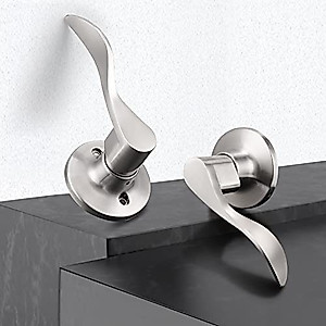 GOBEKOR 6 Pack Passage Lever Door Handle Brushed Nickel Wave Door Levers Interior Door Handles for Closet Keyless Indoor Door Locks