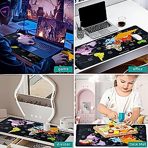 XGB World Map Extended Large Gaming Mouse Pad, 31.5x11.8 Inch Big XL Mousepad with Seamed Edges, Keyboard Pad, HD Printing, Non-Slip Rubber Base, Waterproof, Desk Mat Pad for Home, Office, Gaming