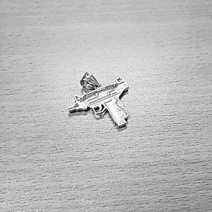 LA BLINGZ Sterling Silver Submachine Gun Pendant