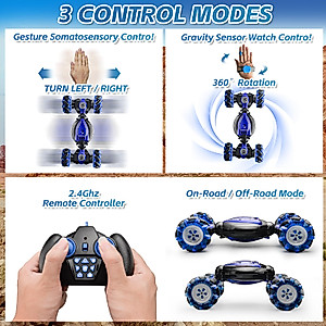 KB KAIBO Gesture RC Cars, 25KM/H Remote Control Car for Boys, Hand Controlled Rc Car, Gesture Sensing RC Stunt Car, Toys for Boys Age 6-8,Ideas Birthday Gifts for 8 9 10 11 12 Year Old Boys