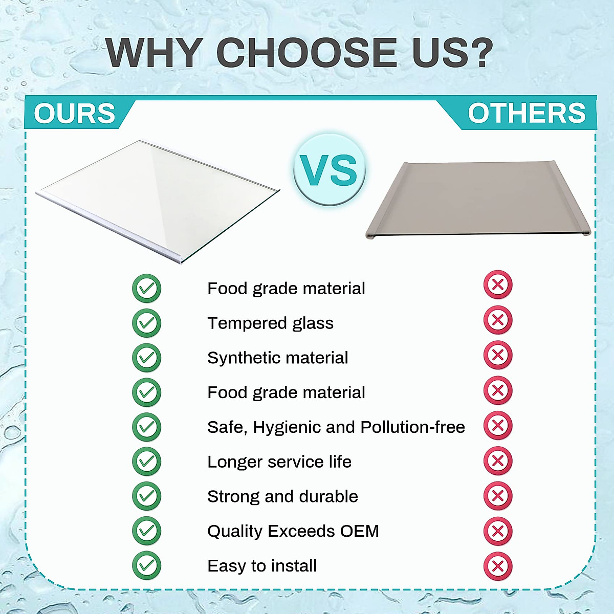 Upgraded W11130203 Freezer Shelf, Compatible with whirlpool Refrigerator WRS571CIHZ WRS571CIHZ04 WRS571CIHZ01 Freezer Glass Shelf, Replacement W10527849 W10773887 AP6262440 PS12347522 4545866