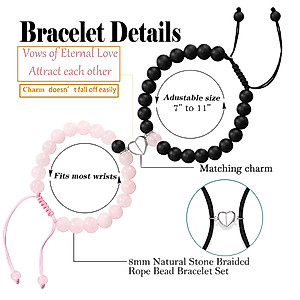 KINGSIN Matching Bracelet for Couples Long Distance Relationship Love Bracelets Jewelry Gifts for Women Men Boyfriend Girlfriend Him His Hers Husband Wife Bf Gf Lover