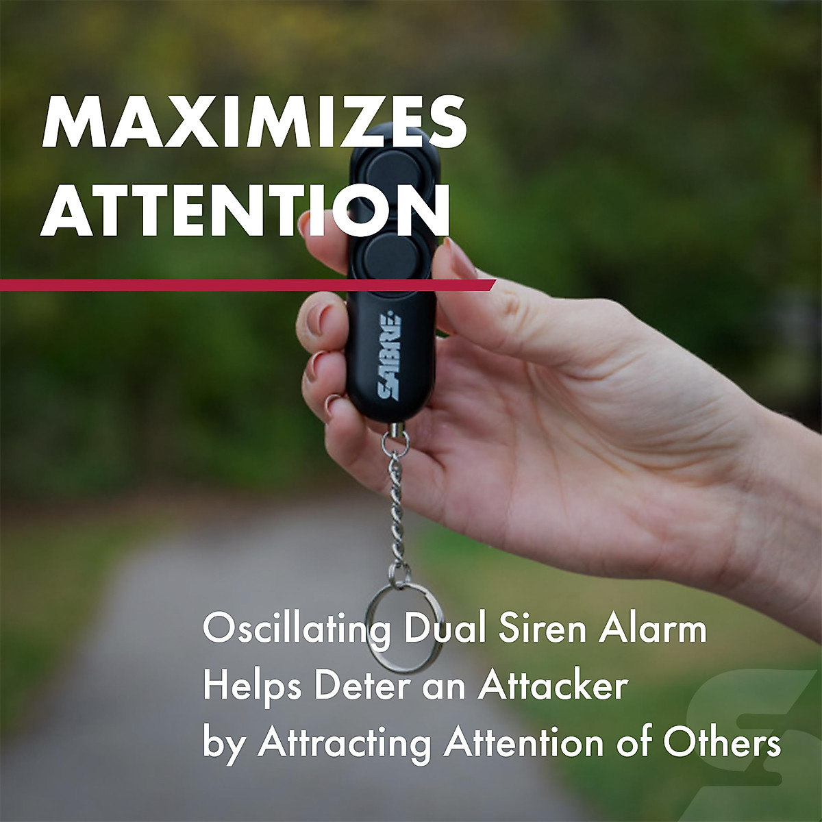 SABRE Personal Alarm With Key Ring, 120dB Alarm, Audible Up To 1,280 Feet (390 Meters), Simple Operation, Reusable, Black