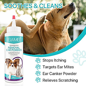 TIBLACK Removal Ear Powder for Pets, Dog Ear Cleaner, Removes Irritation, Itching and Infection, Reduce Ear Scratching and Head Shaking, Pets Ear Infection Treatment, Cleans & Remove Odors