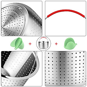 REDANT Steamer Basket for Instant Pot Accessories 3 qt, Pot Strainer Steamer for cooking, Steam Basket Stainless Steel Steamer Insert for Vegetables, Egg, Pasta (Free 2 Pcs silicone gloves), 3 Quart