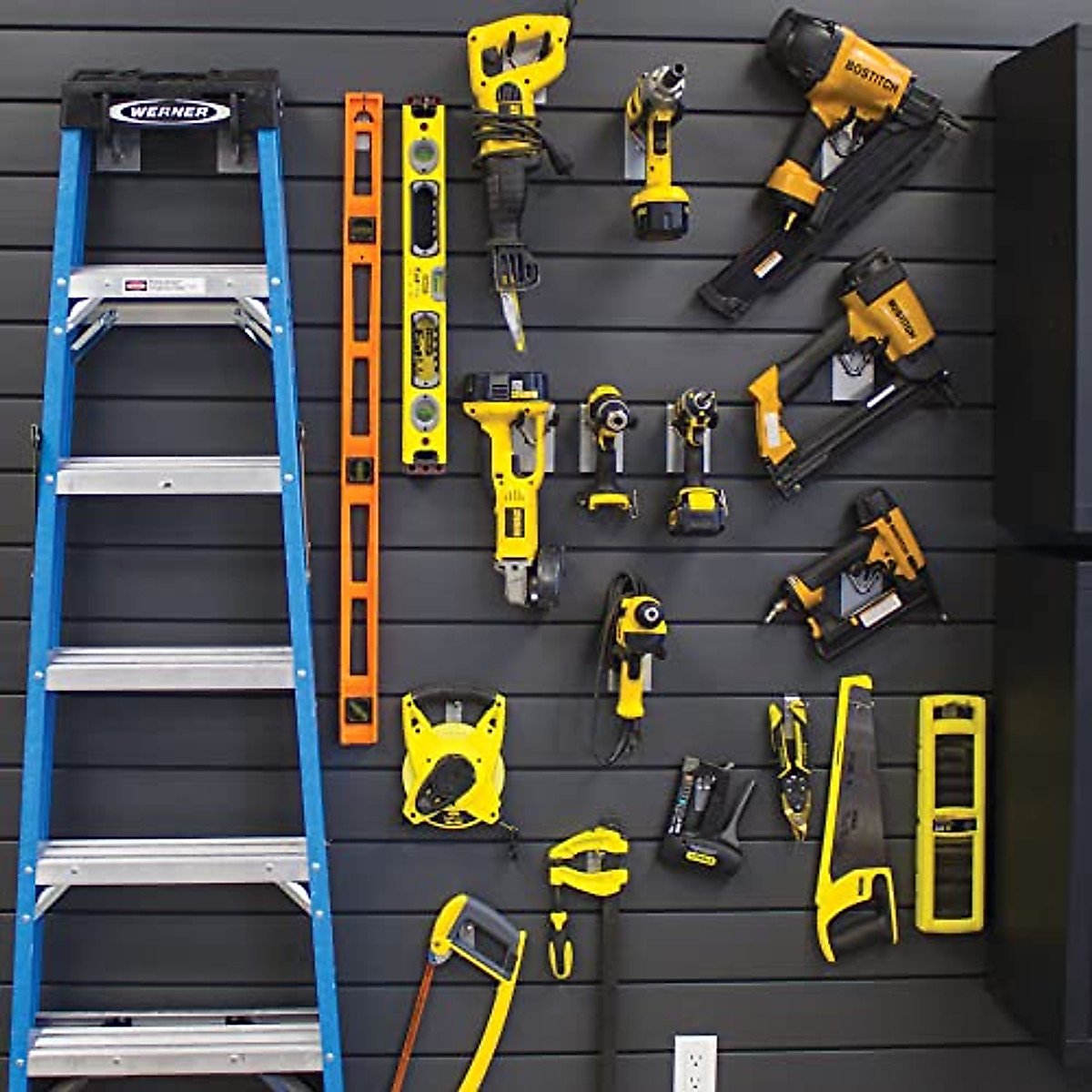 PROSLAT Garage Storage PVC Slatwall Panels - 2 Packs of 8 ft. x 4 ft. Sections (20 Single slats which Make up 64 sq.ft Once Installed) (Charcoal) (Dark Gray)