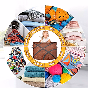 visesunny Storage Basket Basketball Nursery Hamper Canvas Fabric Toy Storage Organizer Bin Storage Box Laundry Basket for Kid Rooms,Playroom,Shelves,Toy Basket