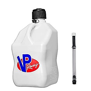 VP Racing Fuels Motorsport 5 Gallon Square Plastic Utility Jug White & 14 Inch Hose
