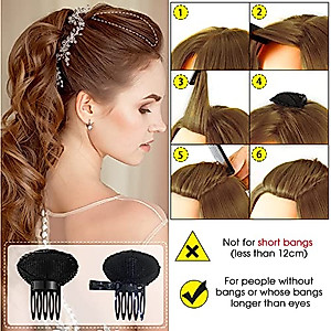 12 Pieces Hair Base Sponge Invisible Clip Comb Volume Tool False Pads Hair Styling Inserts and Extensions Accessories (Black)
