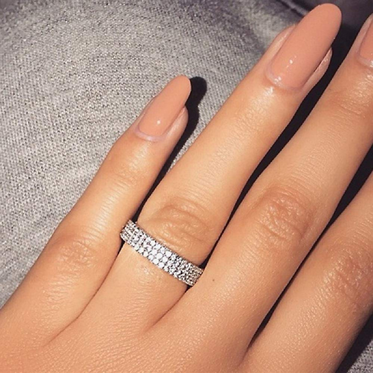 ChenFeng 925 Silver Elegant Lady Zircon Ring Vintage Natural CZ Wedding Ring (9)