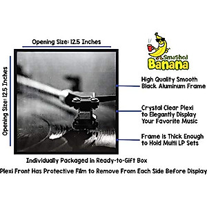 Black Music Album Frame - Made To Display Vinyl LP Album Covers 12.5" x 12.5" - Four Frames - Hanging Hardware Installed with No Assembly Required - Easy to Hang - Music Vinyl LP Album Cover 4-Pack