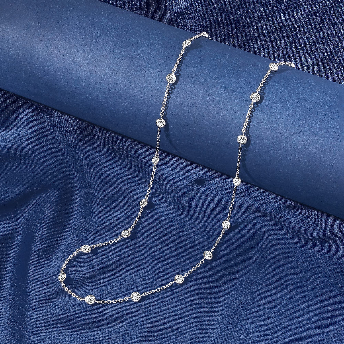 Ross-Simons 4.50 ct. t.w. CZ Station Necklace