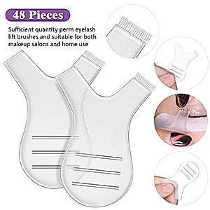48 Pieces Y Shape Eyelash Brush Lash Perm Lift Brush Makeup Beauty Tool for Lash Grafting Eyelash Extension Cleanup Supplies (Transparent)