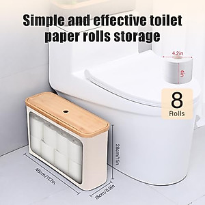 Wooha Toilet Paper Storage,Toilet Paper Organizer for Bathroom,Bamboo Storage Basket,Toilet Paper Organizer Basket，Collapsible Toilet Paper Bucket，Suitable for Bathroom Tissue Storage (White, Large)
