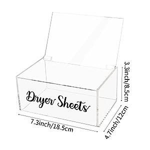 Acrylic Dryer Sheet Dispenser with Hinged Lid, Clear Rustic Farmhouse Style Dryer Sheet Container Storage Box for Laundry Room Organization, Laundry Softener Dispenser, Home Laundry Room Decorations